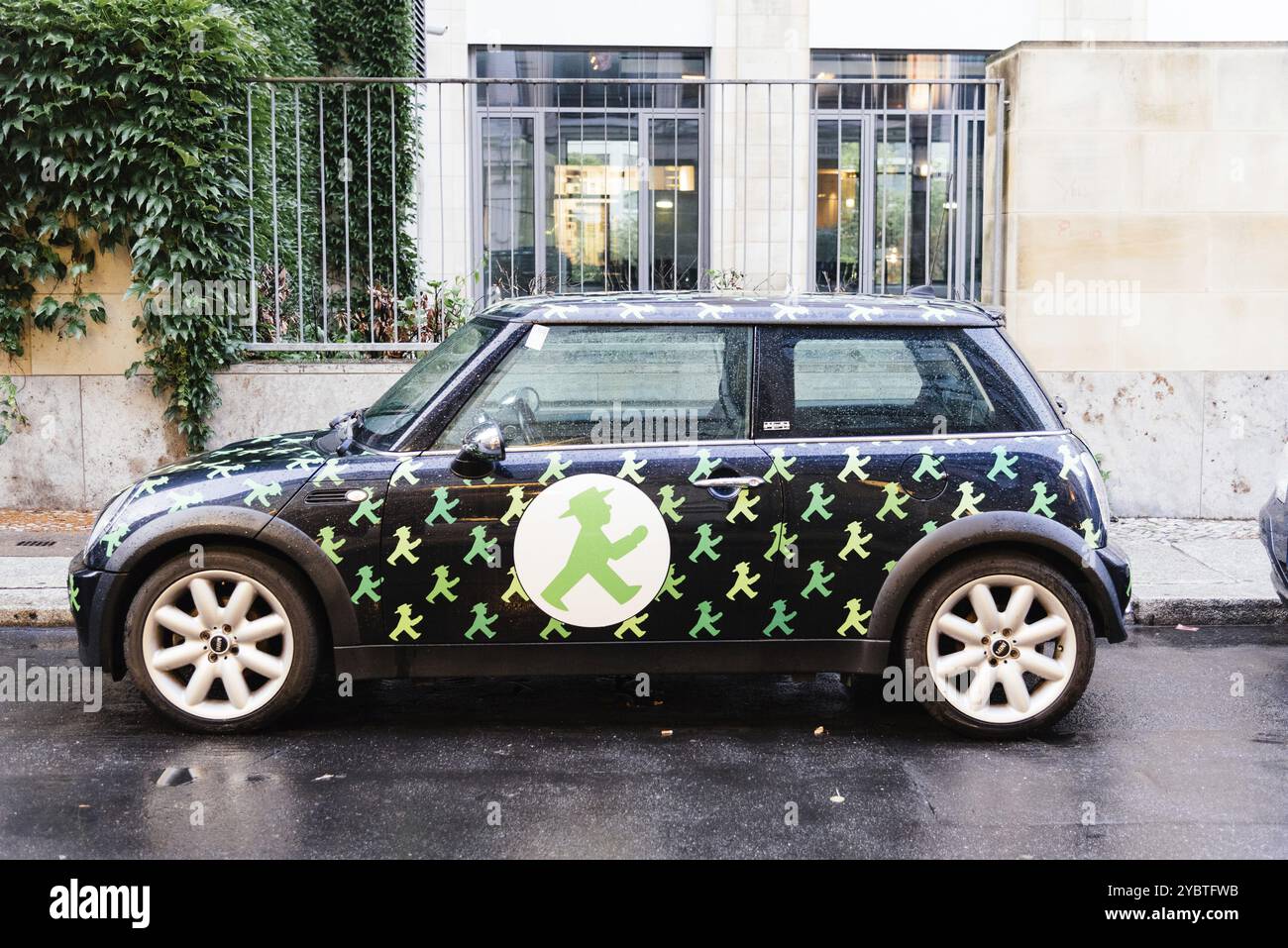 Berlin, Germany, July 29, 2019: Mini vehicle with Ampelmannchen symbol ...
