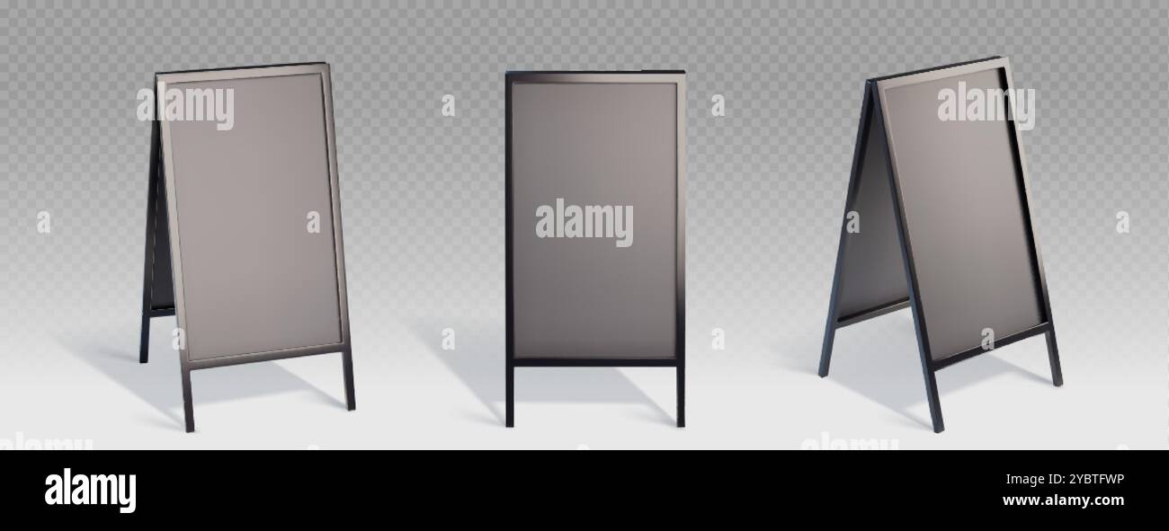 Advertising easel stand, sandwich sign board frame mockup. 3d menu ...