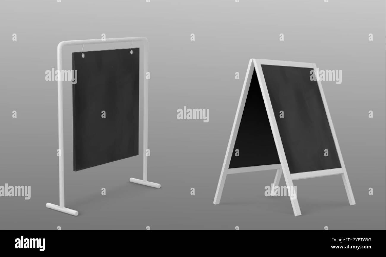 3d advertising sandwich board. Sign frame stand mockup. Easel billboard ...