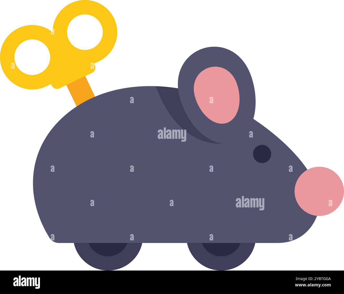 Simple, colorful vector illustration of a classic toy mouse with wheels ...