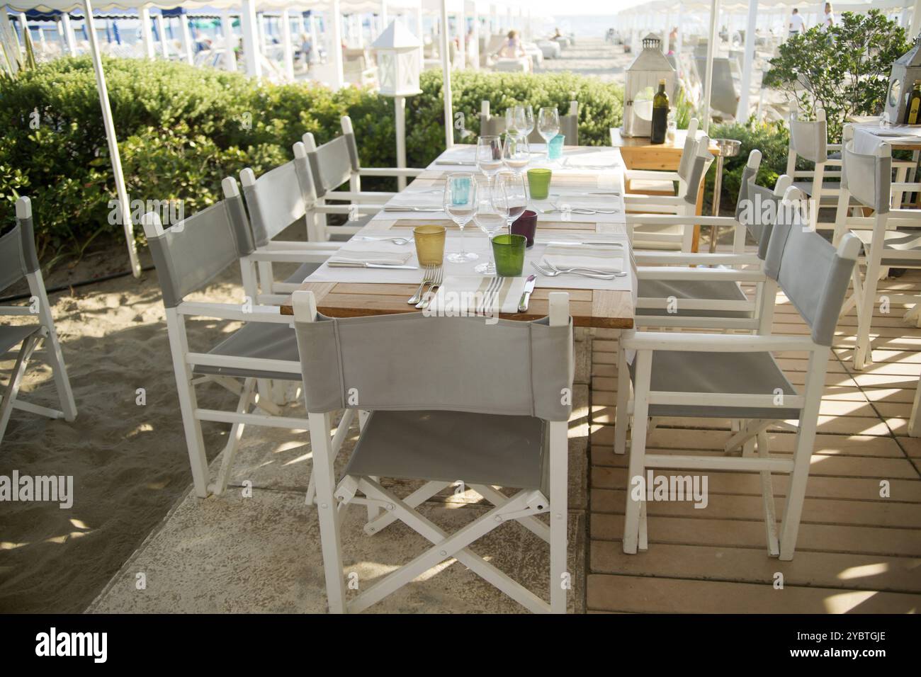 Small restaurant on the beach of Forte dei Marmi Tuscany Italy Stock ...