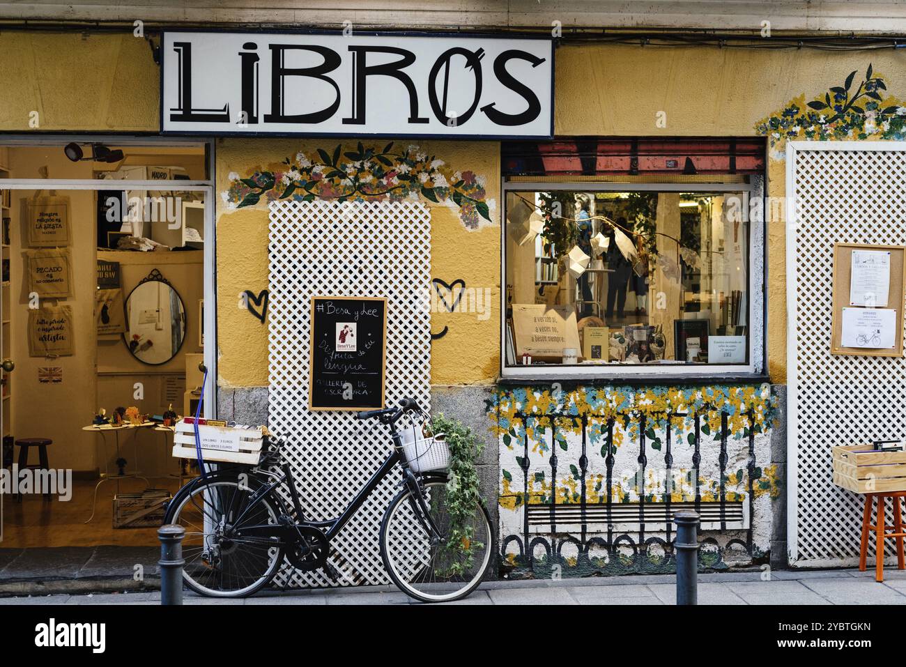 Madrid, Spain, 26 September 2020: Trendy bookstore in Malasana district ...