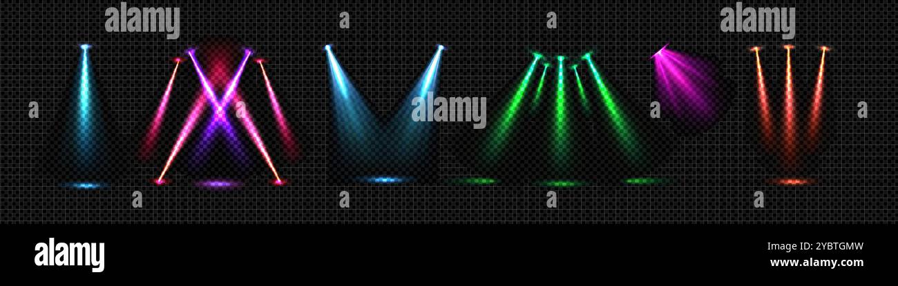 Colorful spotlight beam to illuminate stage or product podium ...