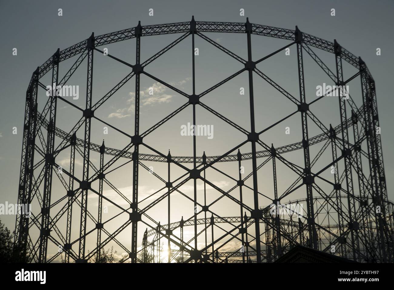Old iron structure in Rome Italy, which was used to store gas for city ...