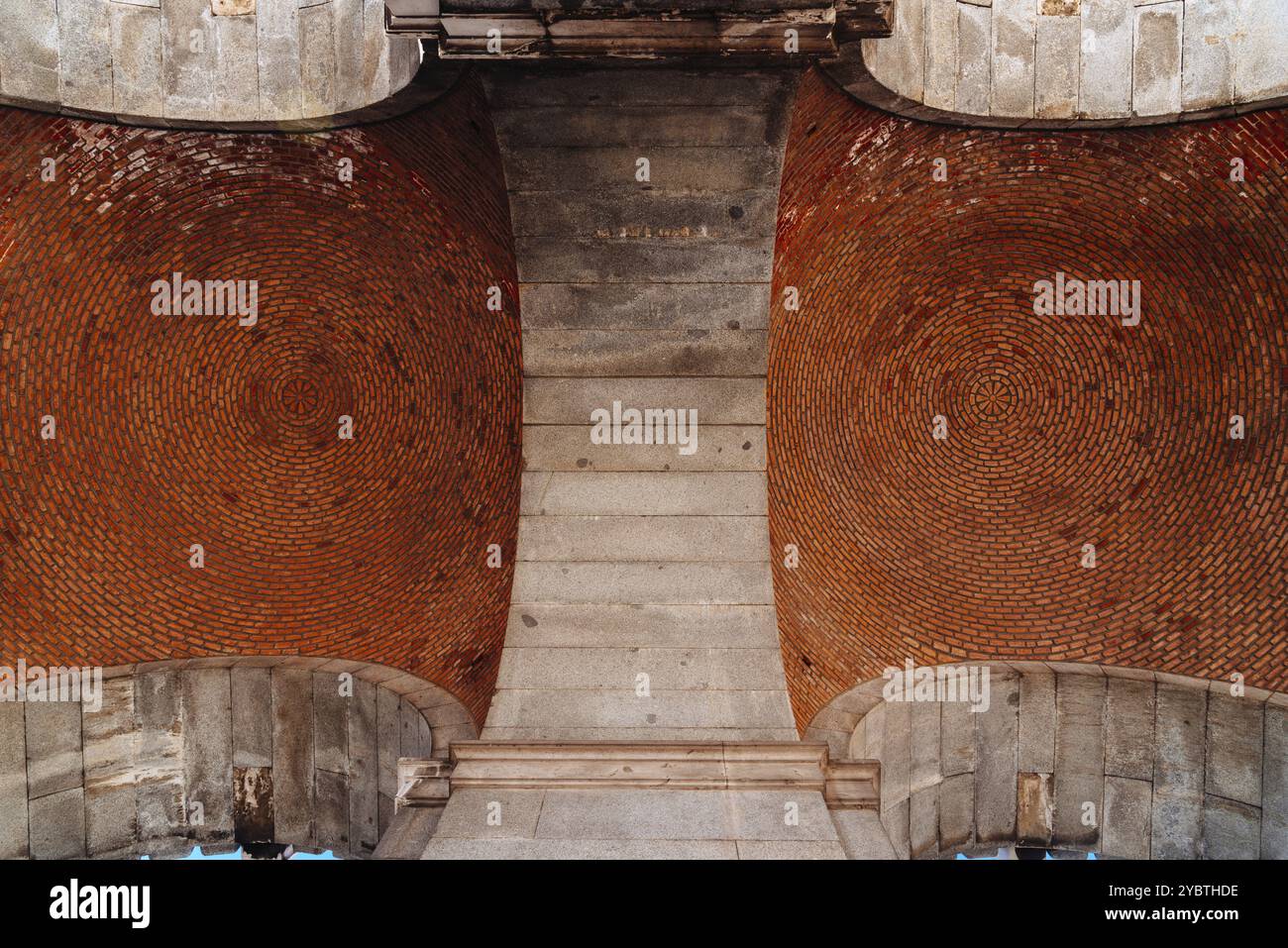 Red brick vault. Ceiling. Architectural Texture. Brick background ...