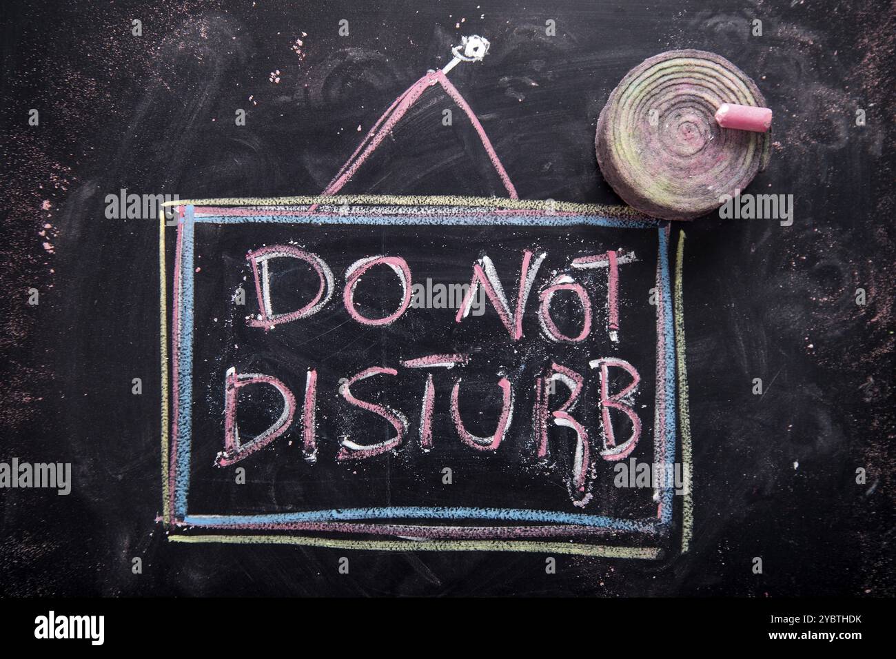 Graphic representation of the word, do not disturb, written with chalk ...
