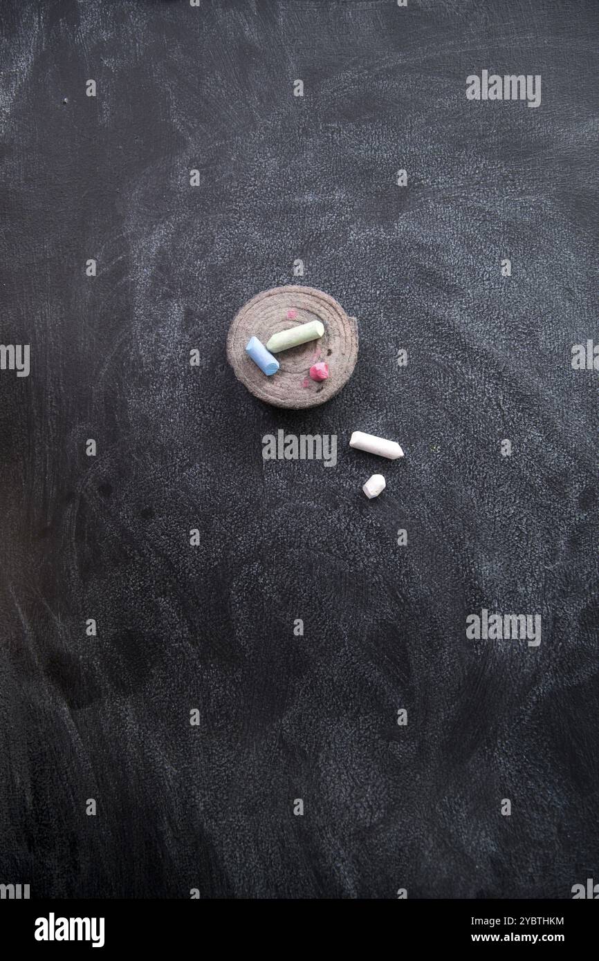 Old and used blackboard dirty school white chalk dust Stock Photo - Alamy