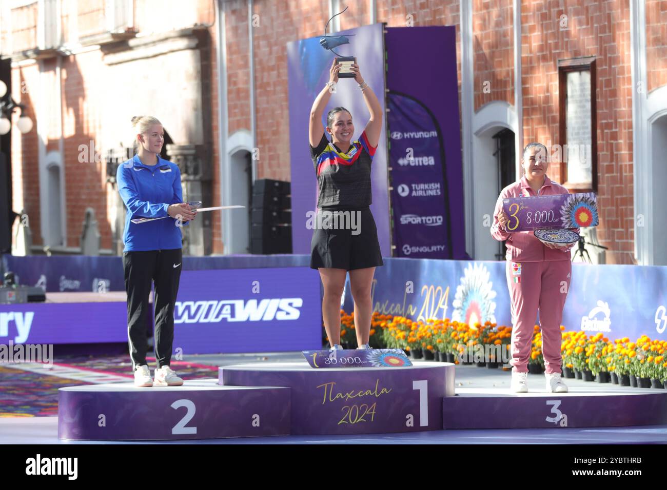 Tlaxcala, Mexico. 19th Oct, 2024. (L-R) Silver medalist winner Meeri ...