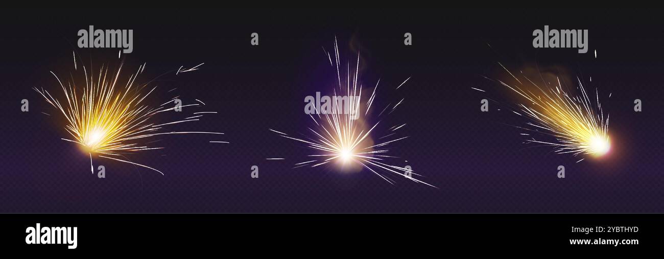 Yellow sparkling light effects set isolated on transparent background ...