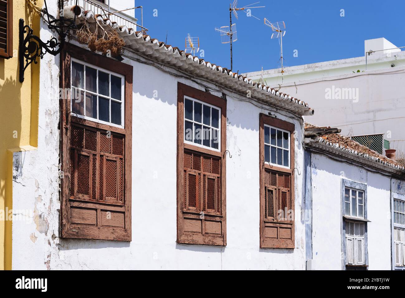 Traditional colonial architecture of Canary islands with colorful ...