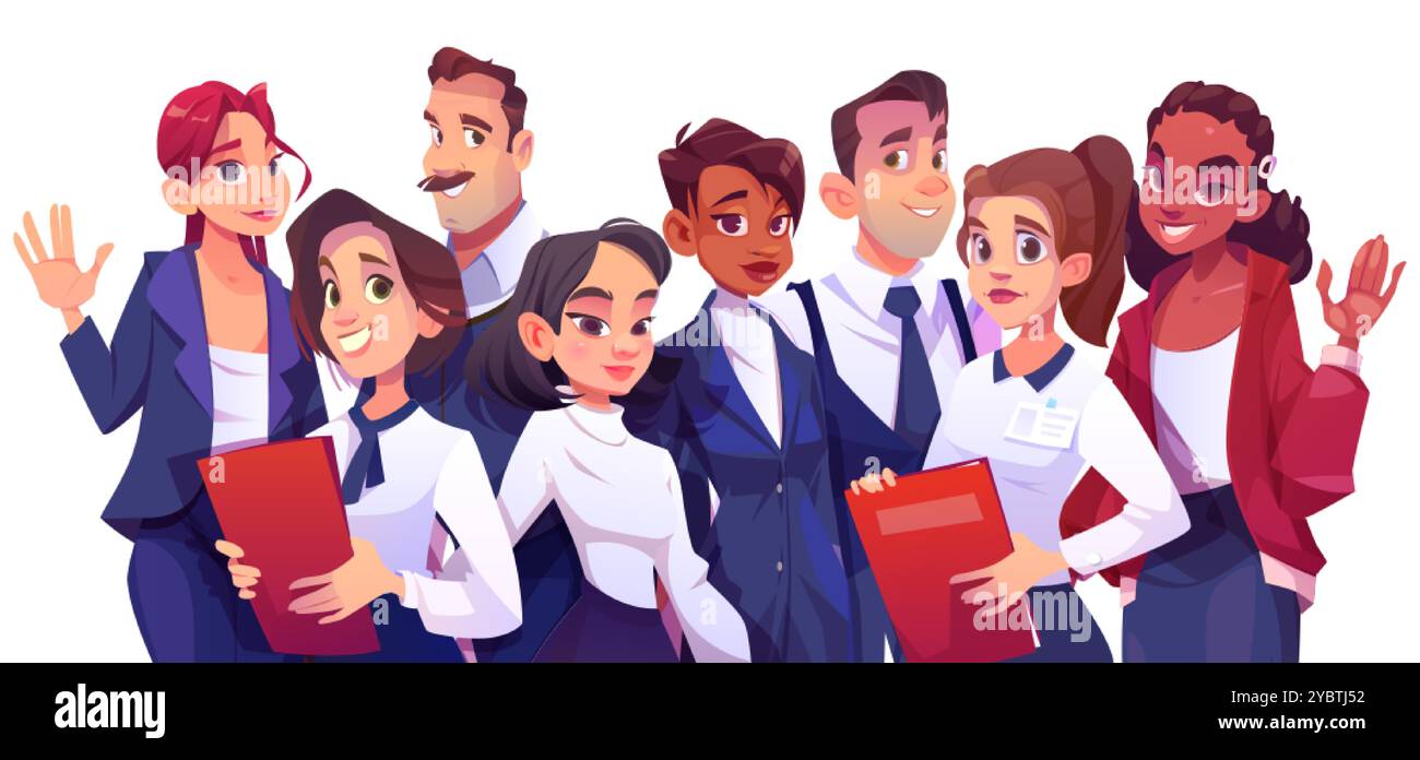 Business team group with diverse people in suits with documents ...