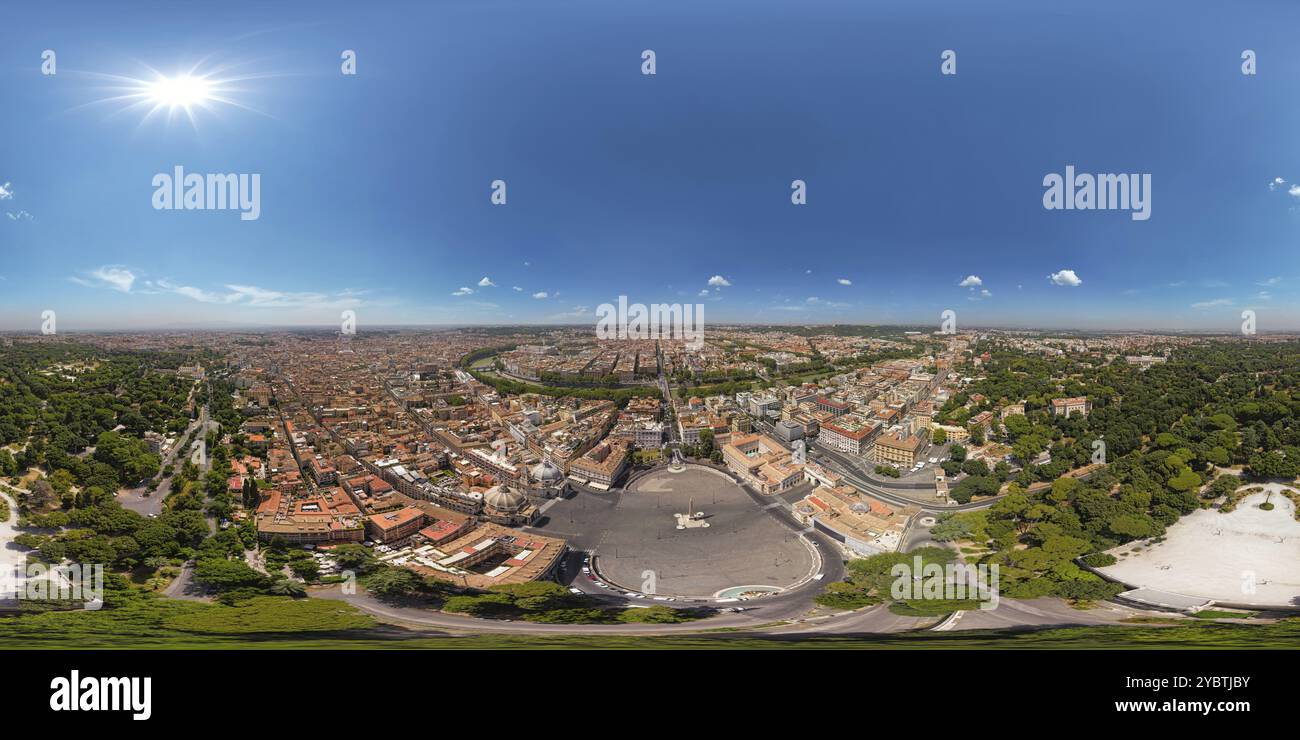 Rome cityscape aerial panorama of many buildings with orange roofs from ...