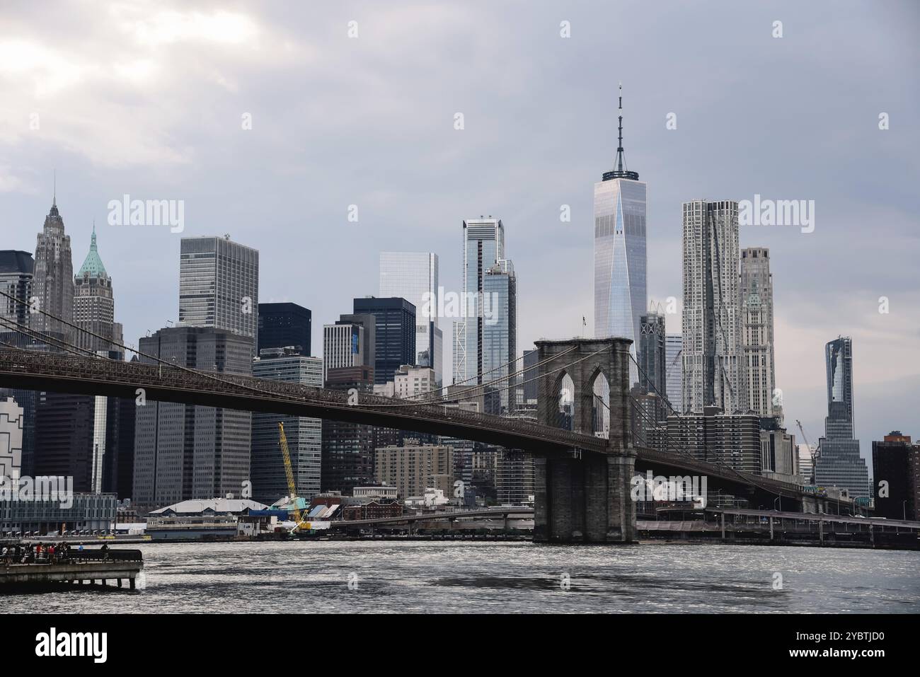 Iconic View of New York City with Brooklyn Bridge, East River and ...