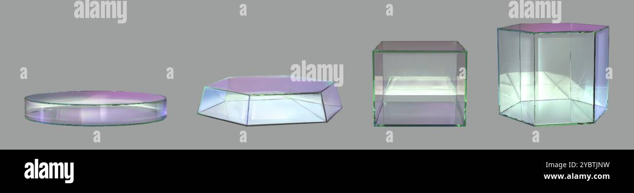 3d glass cylinder podium. Crystal platform box for product display ...