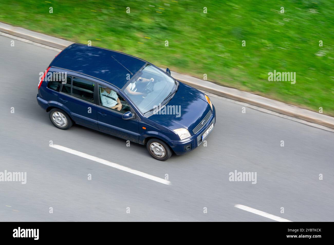 OSTRAVA, CZECHIA - MAY 5, 2024: European blue Ford Fusion MPV family ...