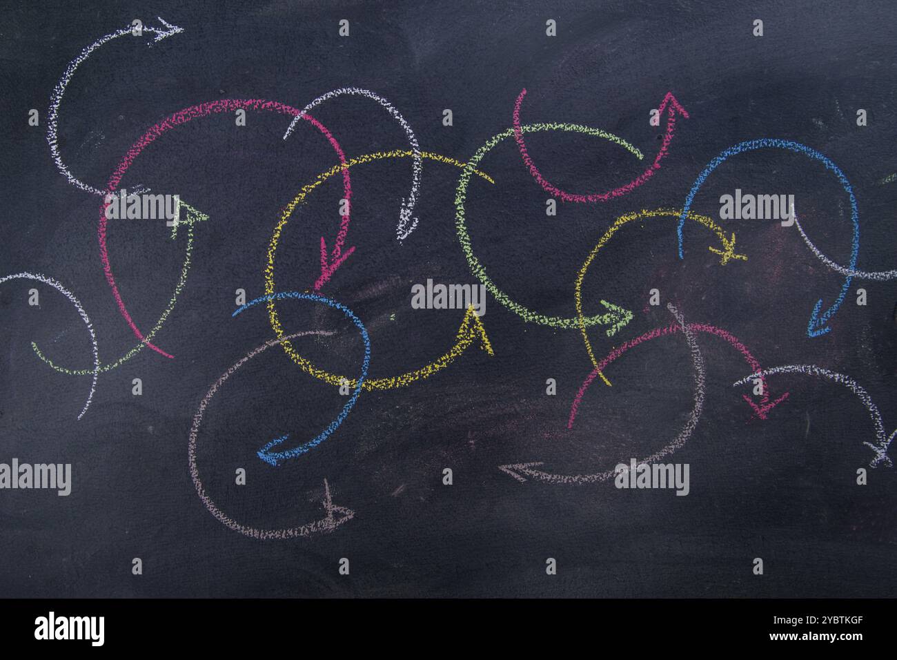 Colorful curved arrows drawn with chalk on blackboard Stock Photo - Alamy