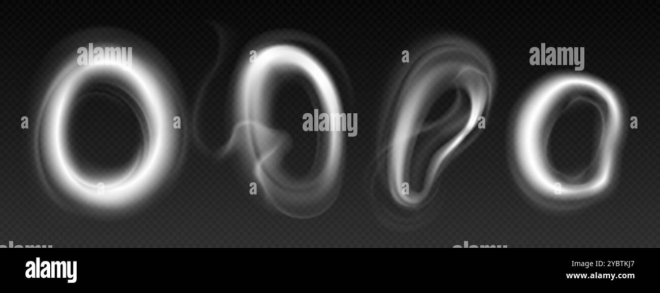Smoke cloud ring on dark transparent background. Realistic 3d vector ...