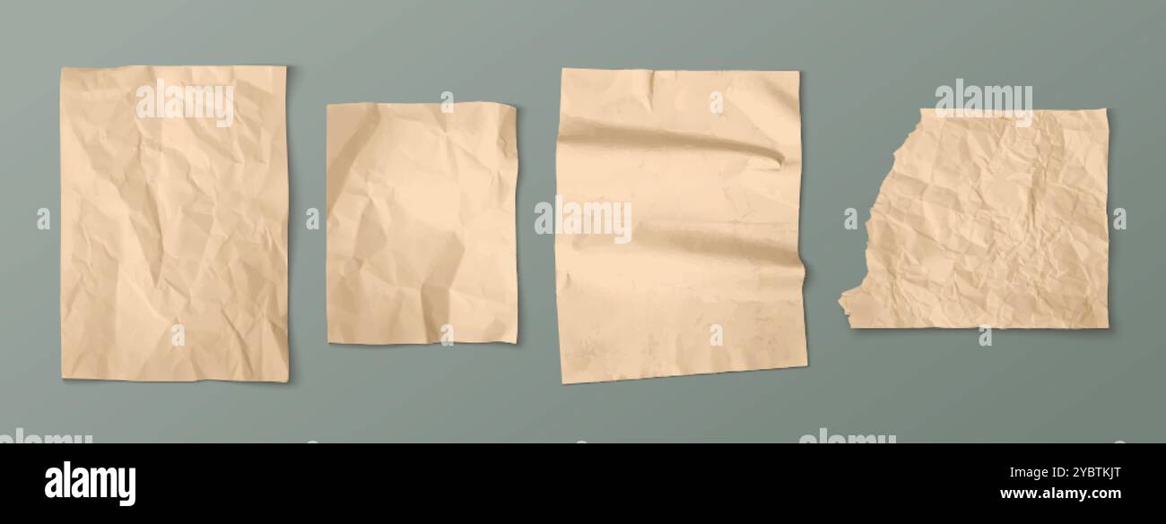 Torn brown craft paper with wrinkles. Crumpled vintage sheet for ...