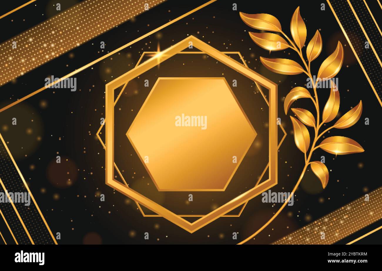 Gold laurel wreath frame for winner award vector background. Golden ...