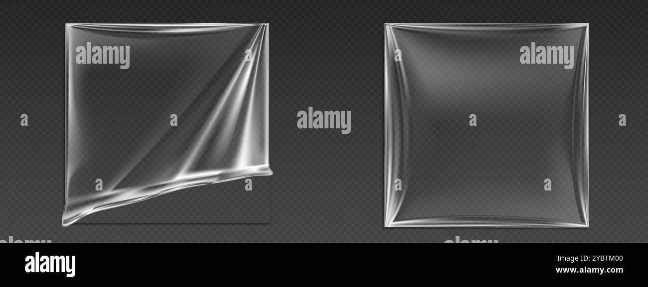 Plastic vinyl wrap with wrinkles and overlay effect on transparent ...