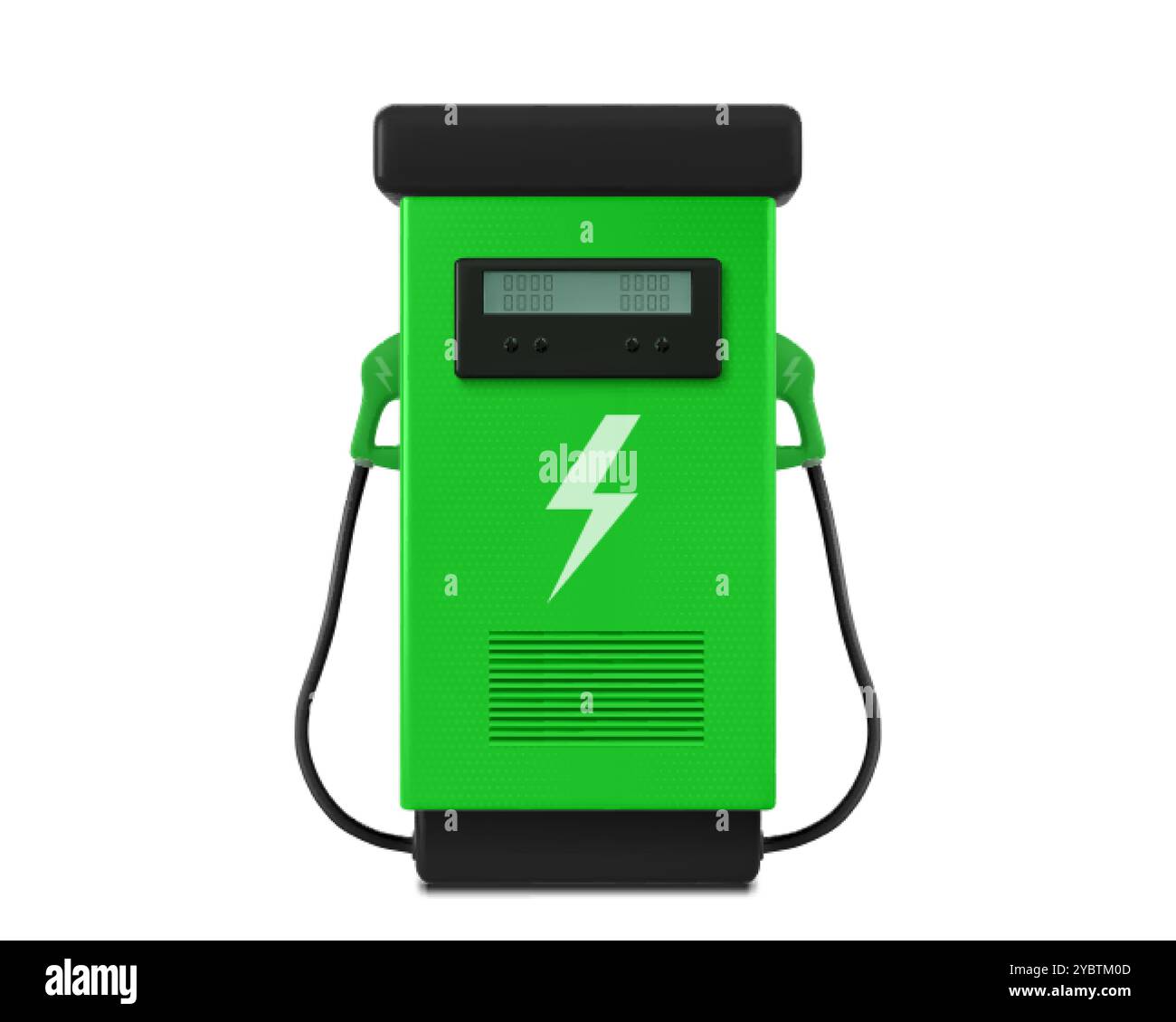 Green gas station with pipe and handle, lightning symbol for ev vehicle ...