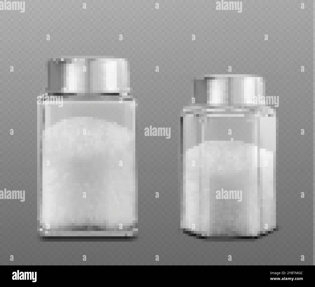 Realistic salt crystal powder in glass saltcellar on transparent ...