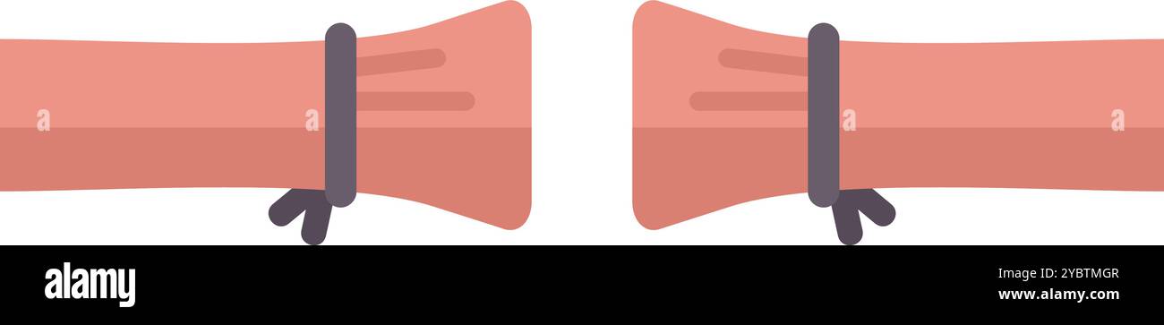 Two hands tied up with rope behind back concept of lack of freedom ...