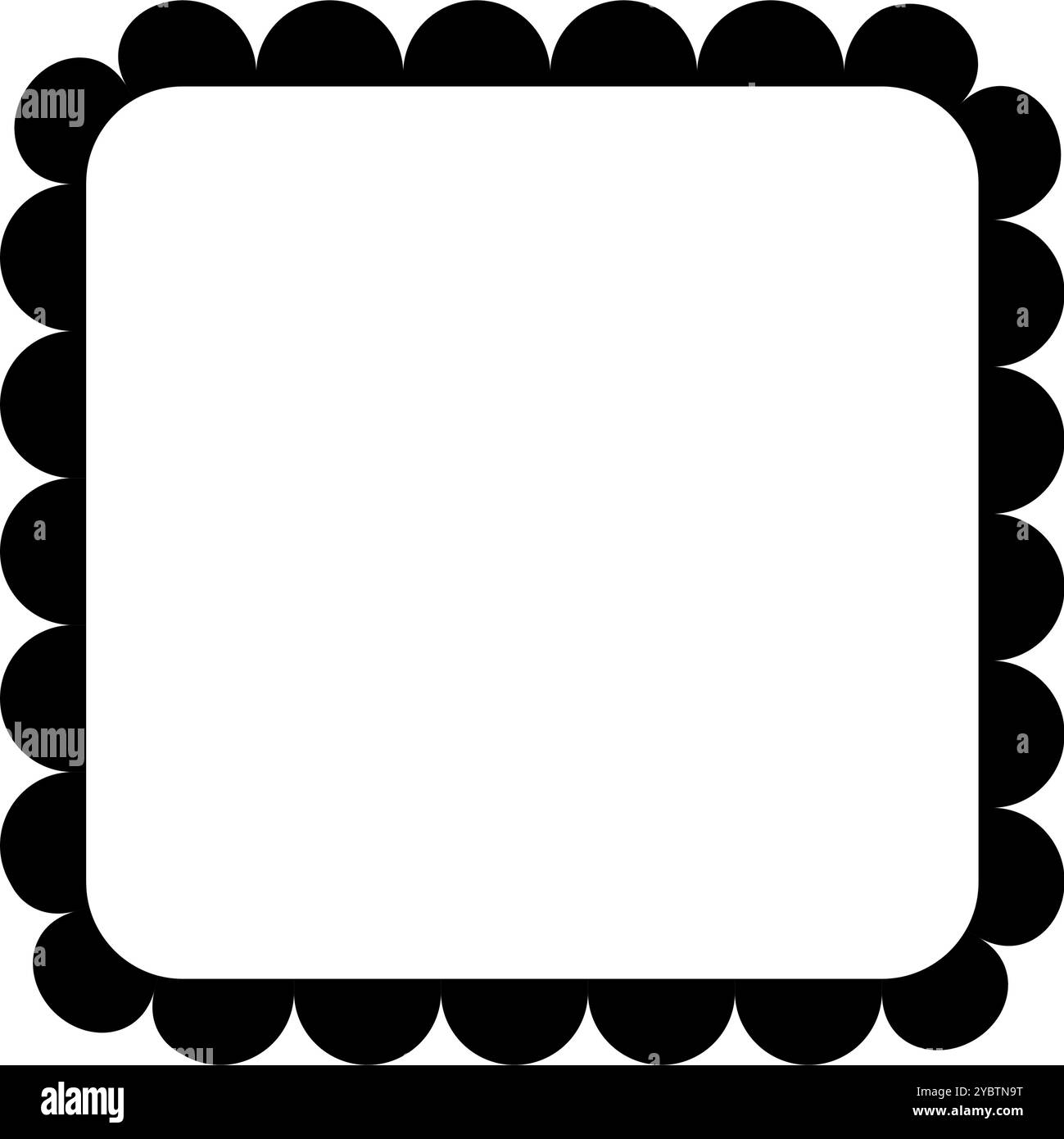Scalloped edge square frame. Simple rectangle scalloped border. Fabric ...