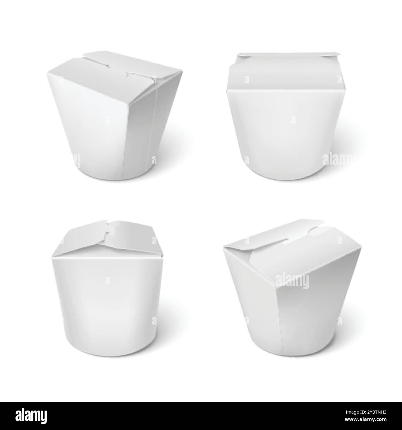 Chinese food take away box. White noodle package mockup. 3d takeaway ...