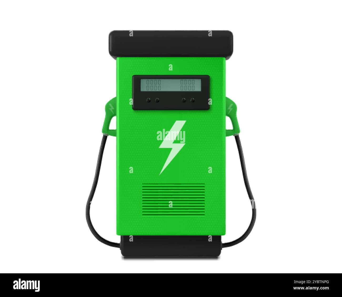 Green gas station with pipe and handle, lightning symbol for ev vehicle ...