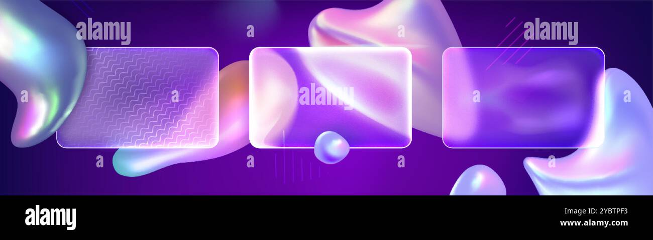 Glass morphism background with abstract fluid holographic shapes and ...