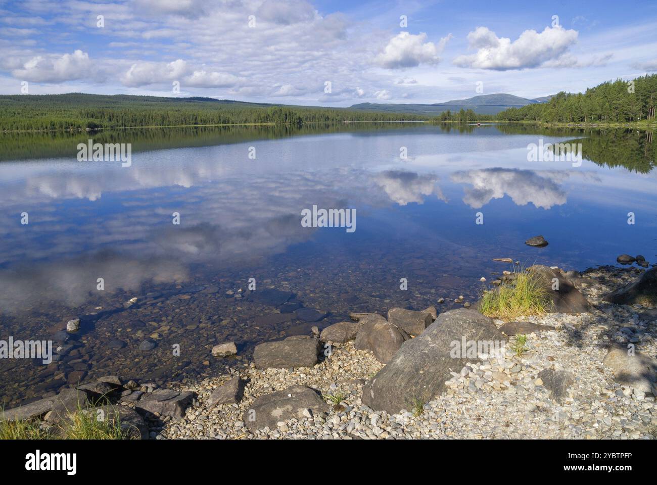 View over lake Funasdalssjon close to the Swedish village Funasdalen ...