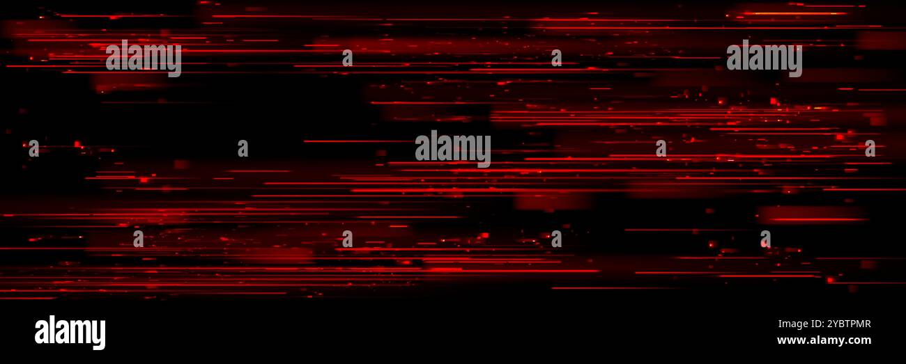 Red speed light horizontal straight line on black background. Realistic ...