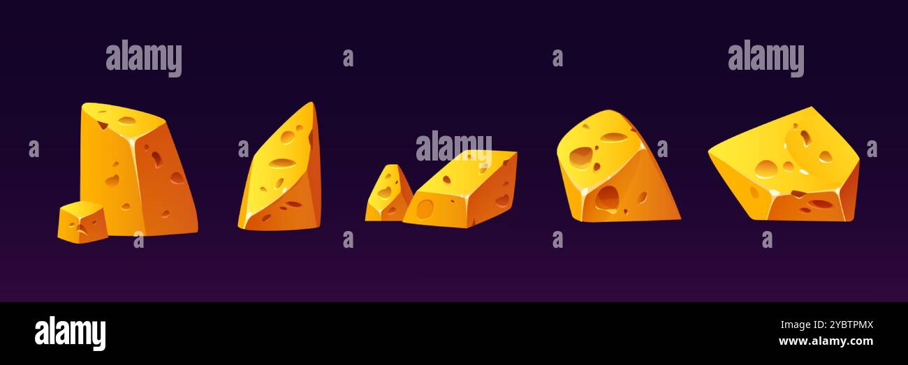 Gold nugget blocks of different shape. Cartoon vector game assets of ...