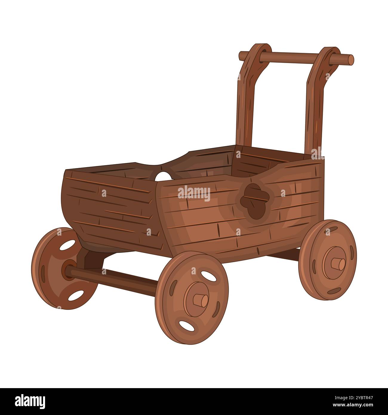 Wooden wheelbarrow. Empty farm cart. Old brown barrow. Garden wood ...