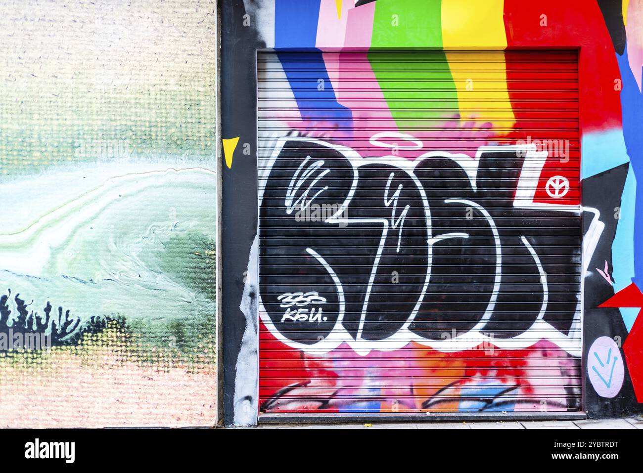 Madrid, Spain, October 10, 2020: Graffiti painted on storefront in ...