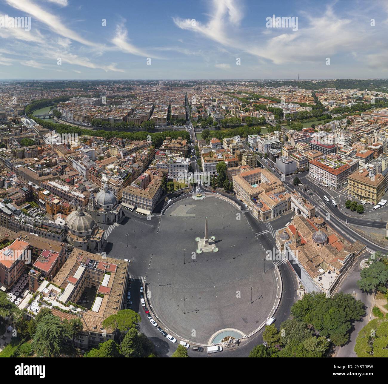 Rome cityscape aerial panorama of many buildings with orange roofs from ...
