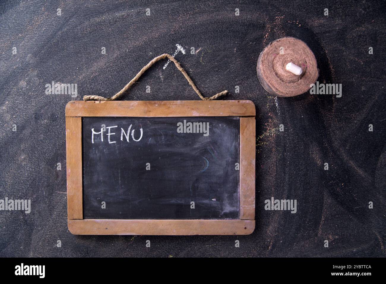 Presentation of small antique school blackboards of the past with chalk ...