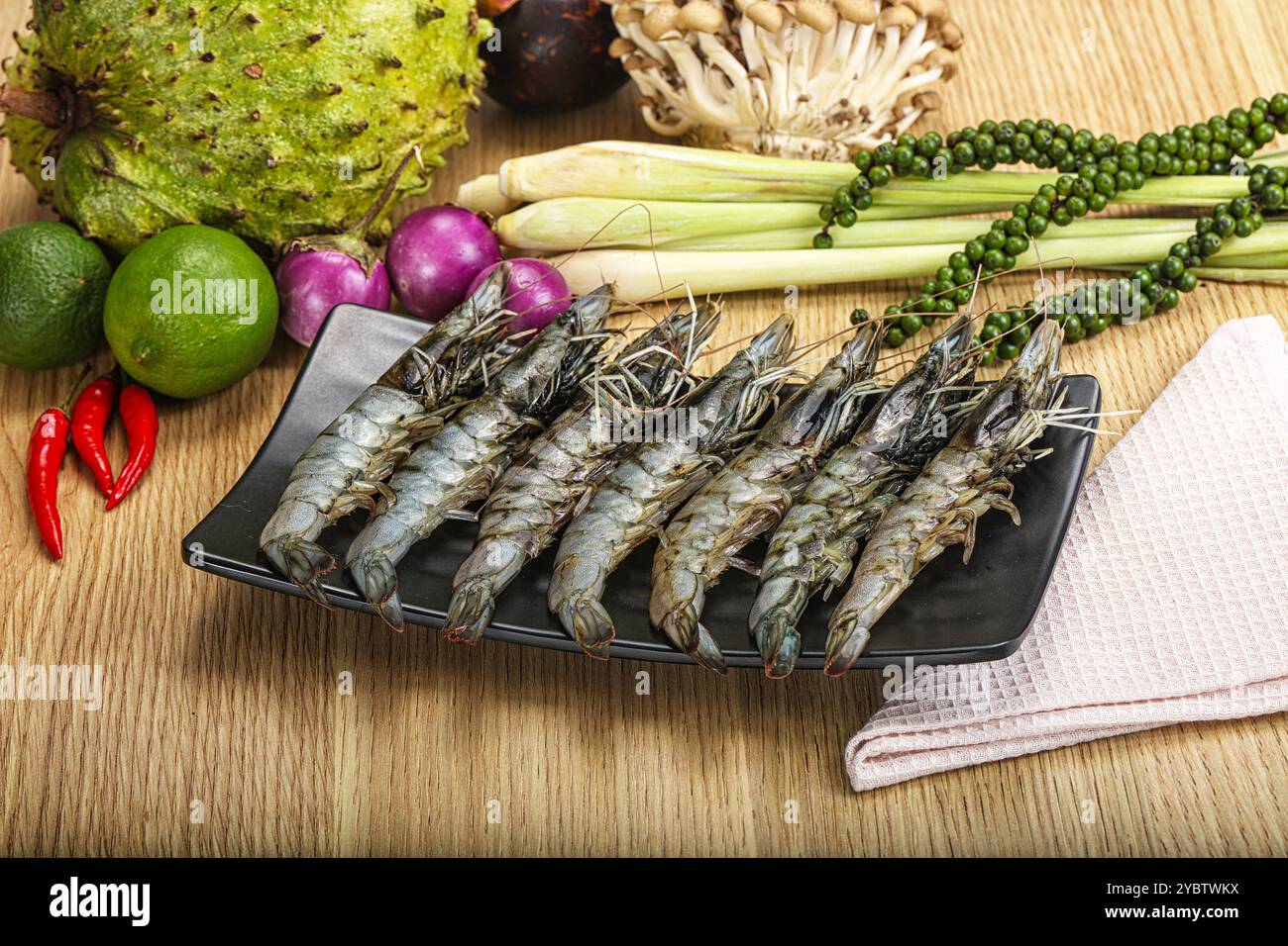 Fresh raw uncooked big tiger prawn Stock Photo - Alamy