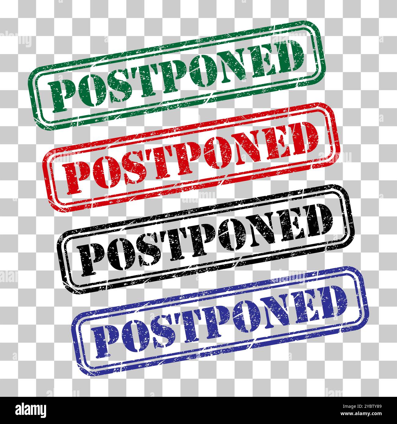 Set of Postponed stamp symbol, label sticker sign button, text banner ...