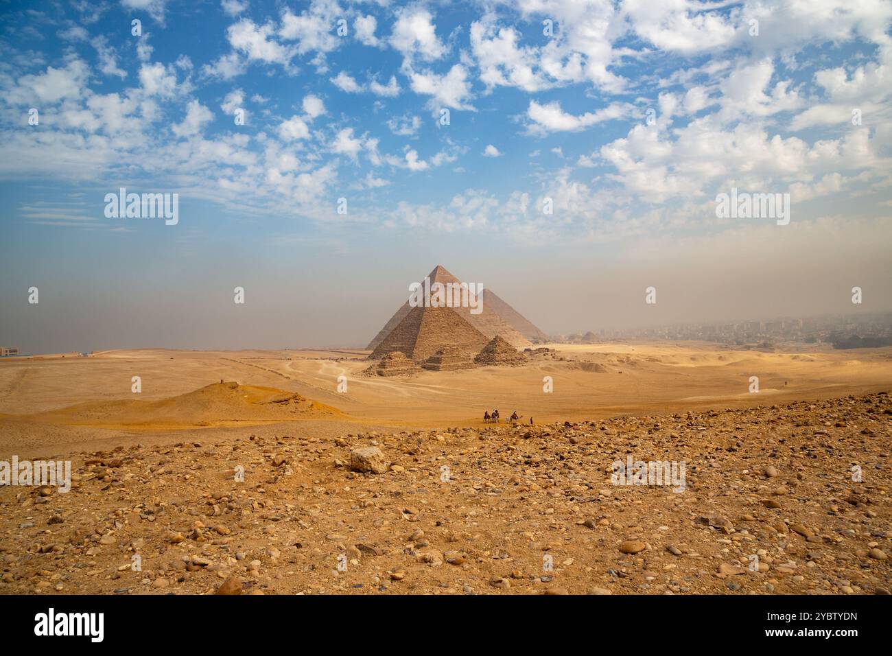 Egypt. Cairo - Giza. General view of pyramids from the Giza Plateau ...