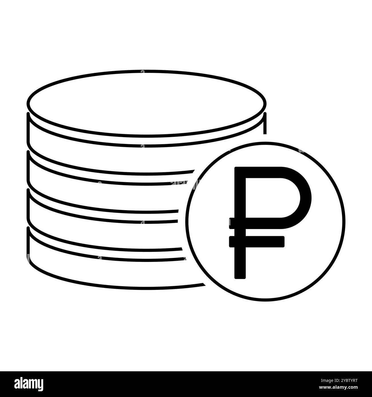 Ruble stack coin, flat icon money design, cash sign vector illustration ...