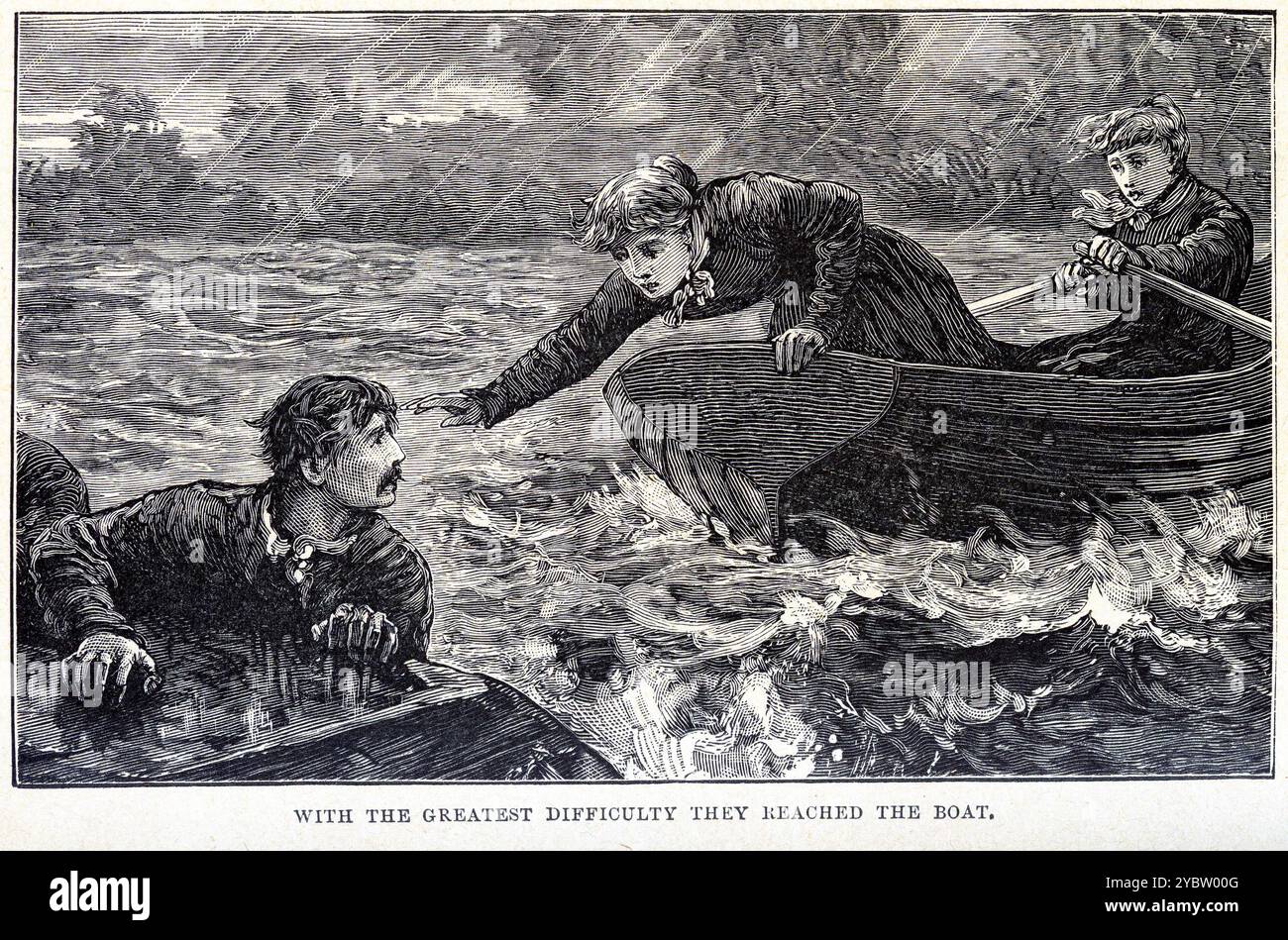 A woman reaches out to a shipwrecked sailor during a storm after his ...