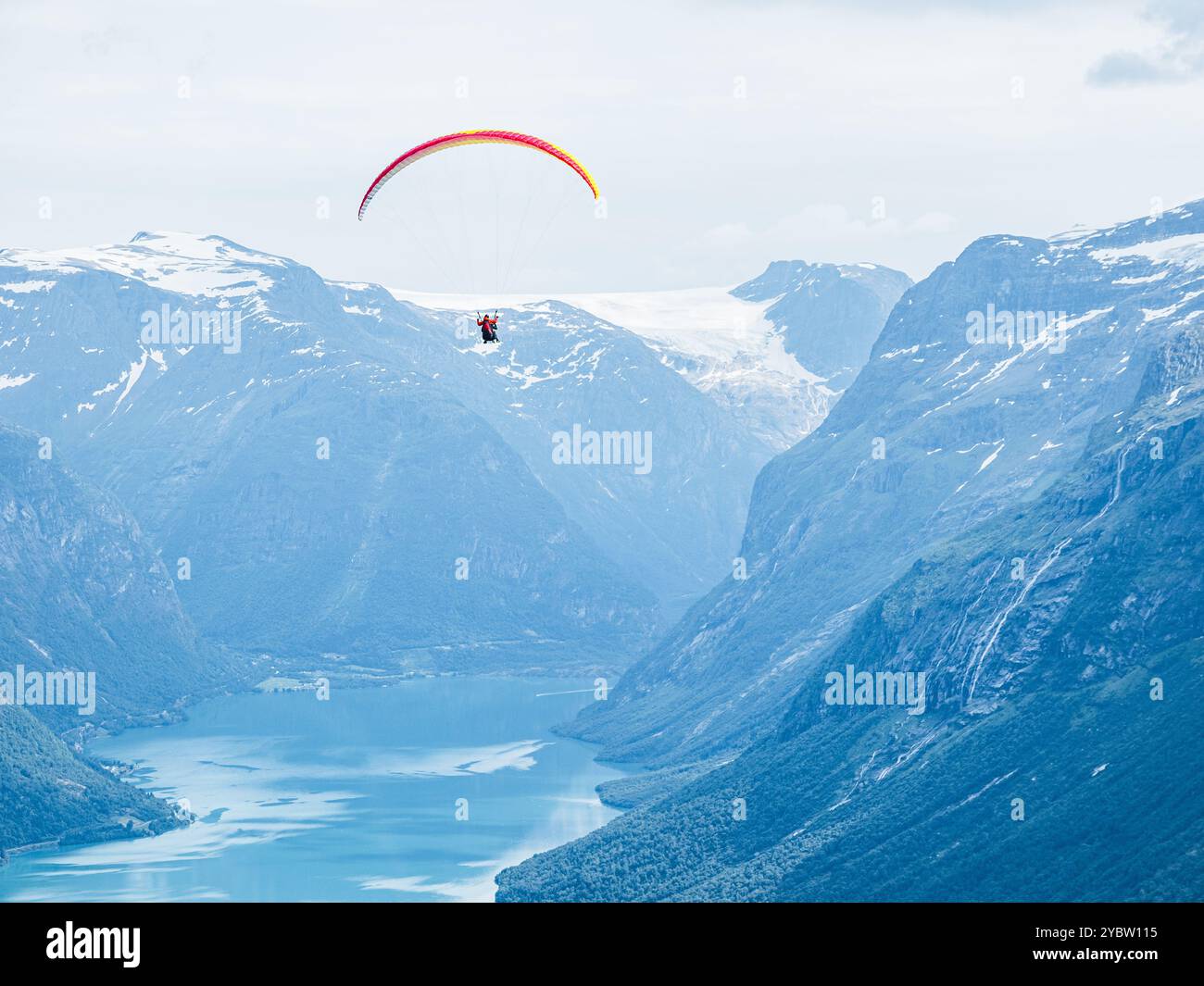 Exhilarating paragliding adventure in Norway's scenic mountain landscape Stock Photo - Alamy
