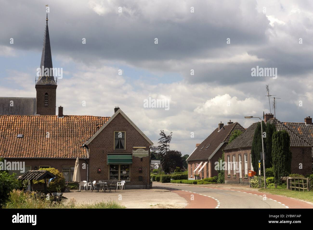 View of the Gelderland village of Rekken in the Dutch region Achterhoek ...