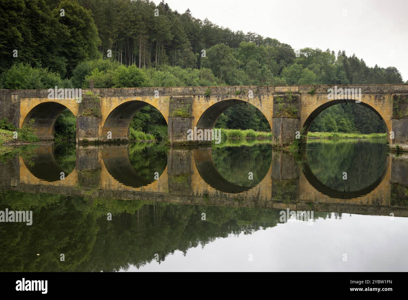 The famous Nicholas bridge over the Semois river near Chiny in the ...
