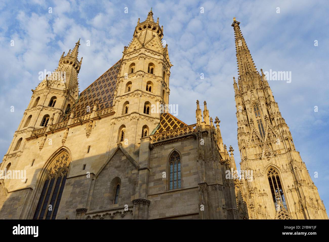 Side view of St. Stephen's cathedral at Stephansplatz square with a ...