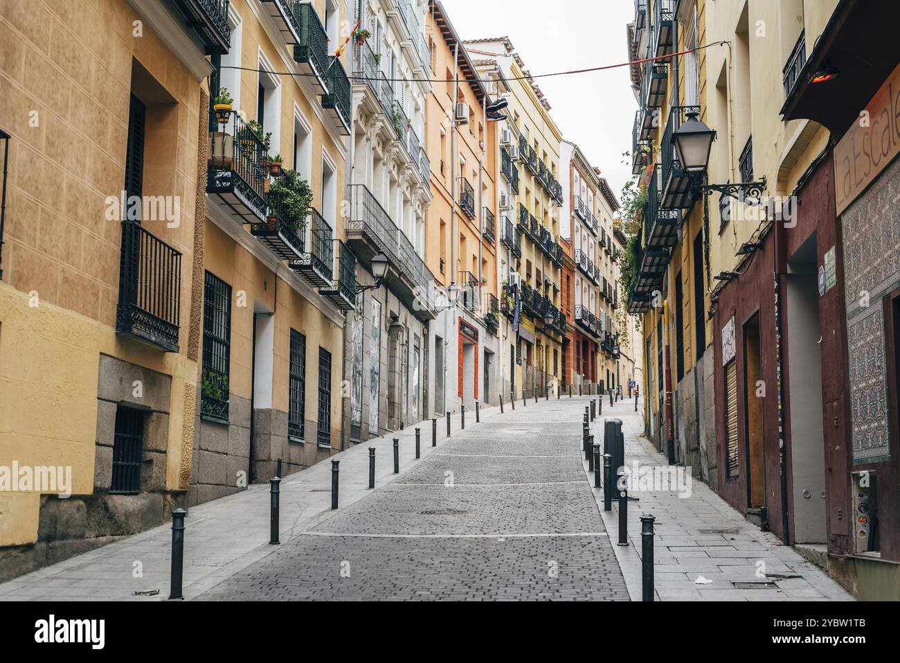 Madrid, Spain, October 2, 2020: Typical street amidst old residential ...