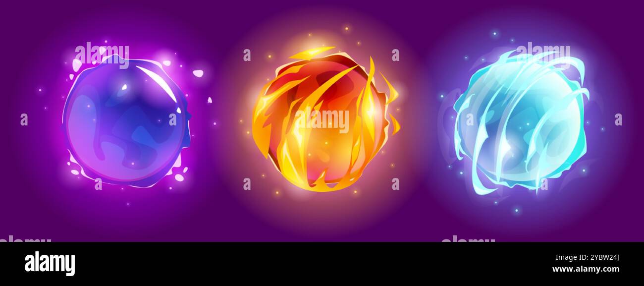 Magic neon color planets set isolated on background. Vector cartoon ...