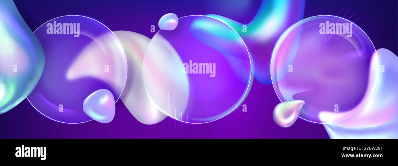 3d gradient glass element with liquid shape design background. Neon ...